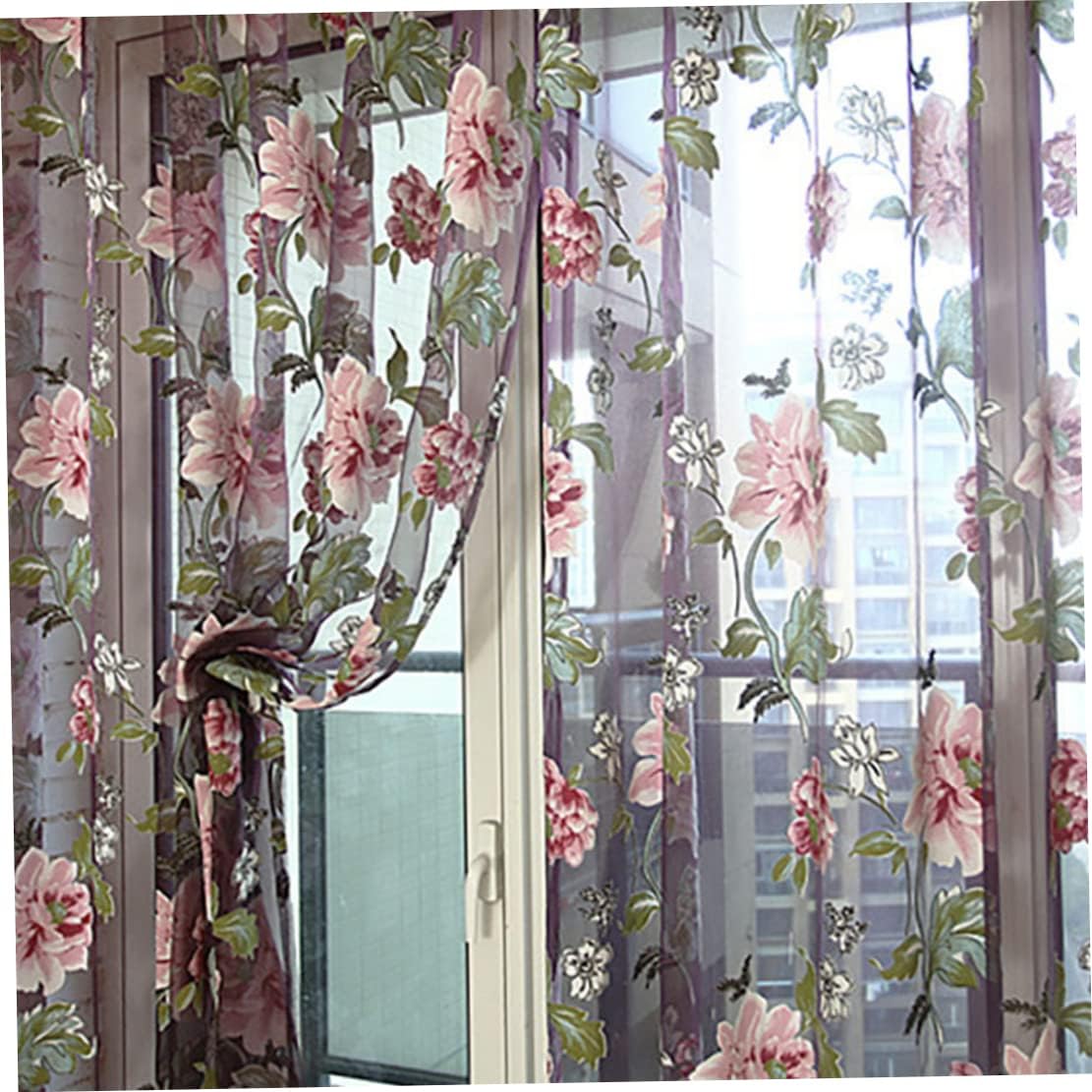 Amazon.com: Naisicore Sheer Curtain, 1x2m Peony Embroidery Sheet ...