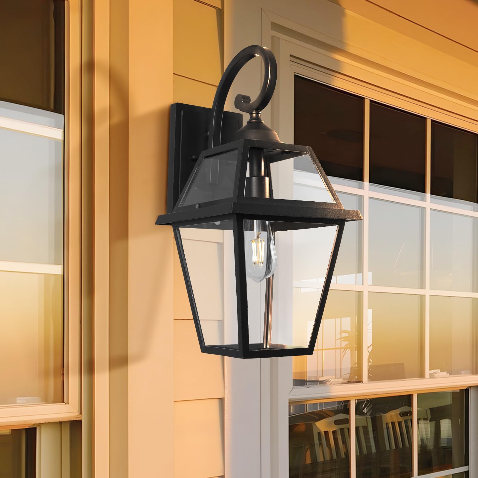 Colonial Style Lantern Black Outdoor Garden Wall Lantern Light Black