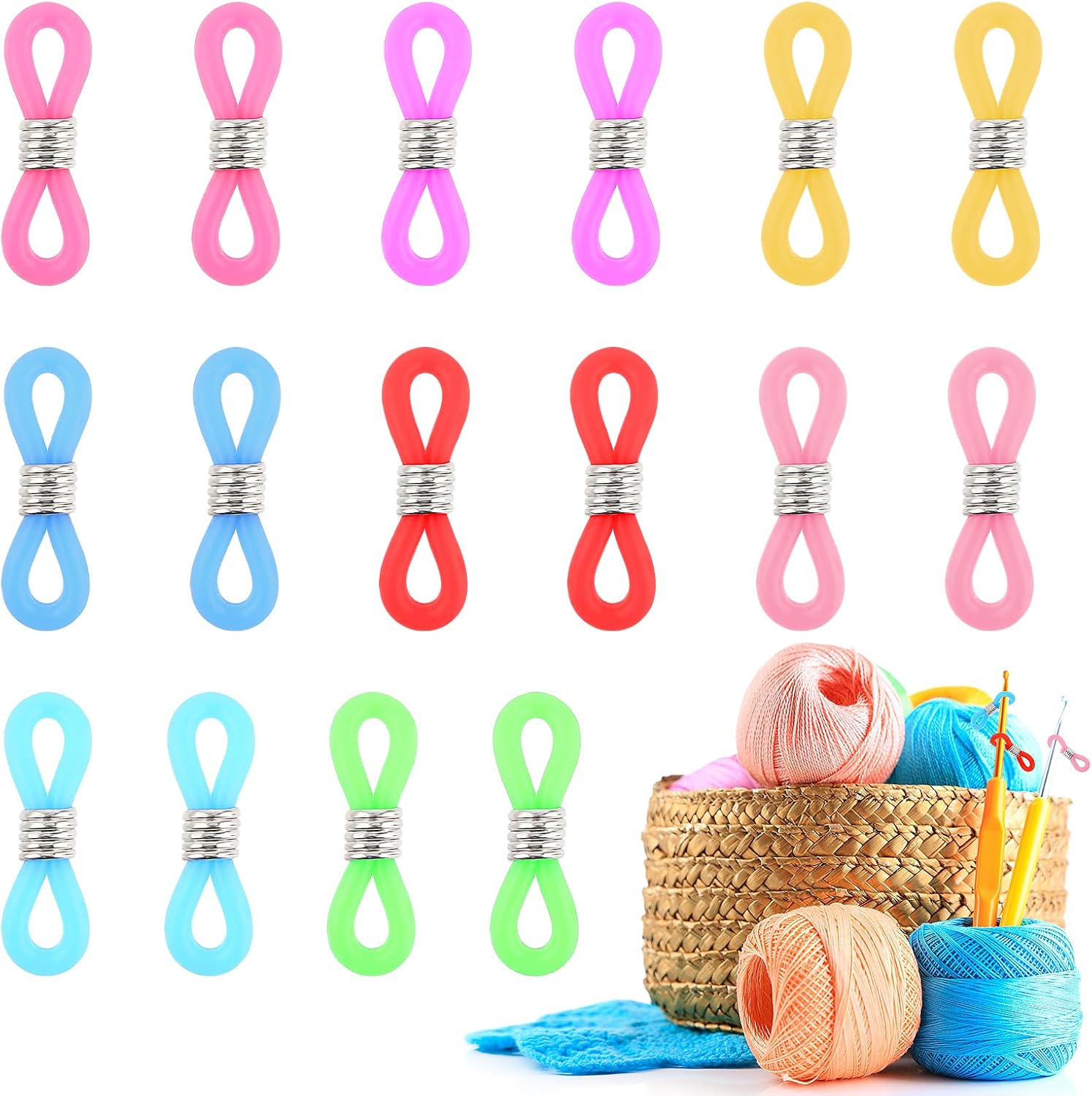 Amazon.com: Ouligay 16pcs Colorful Rubber Knitting Needle Point ...