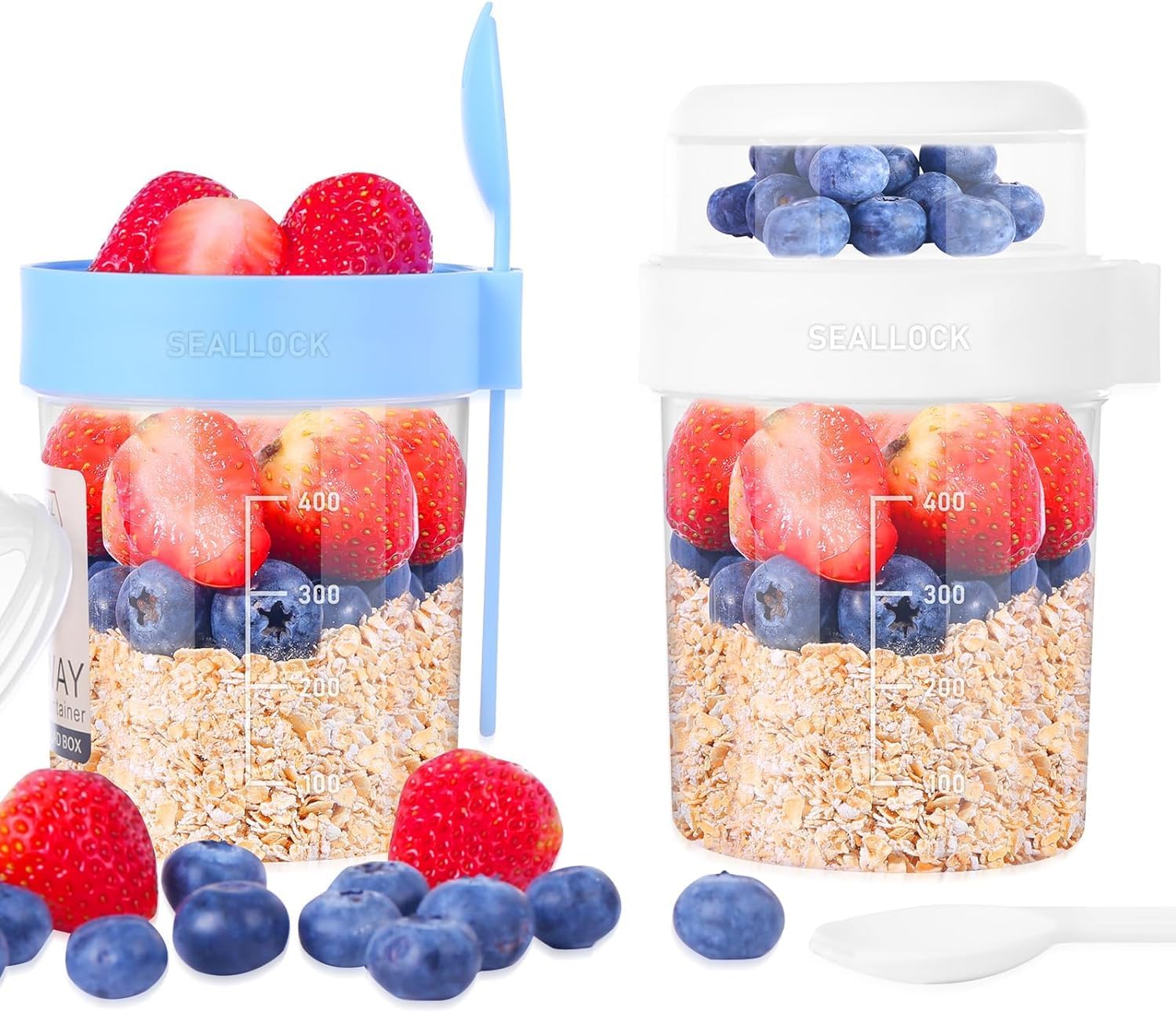 RTUIY 2pcs Overnight Oats Jar, Reusable Breakfast Pots With Lids ...