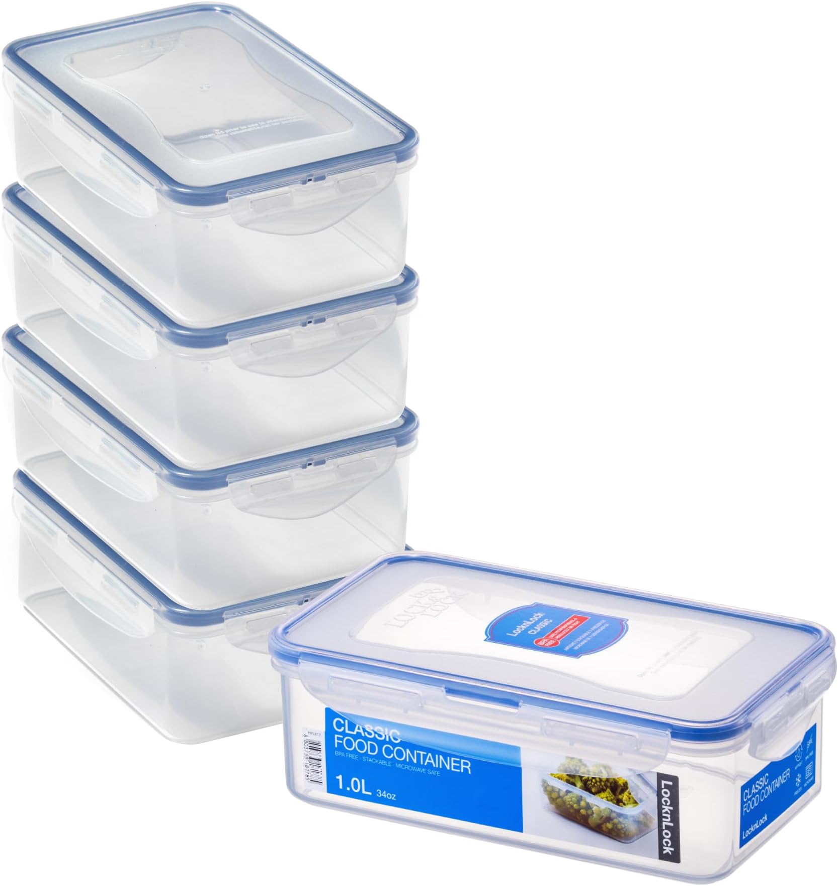 Amazon.com: LocknLock Rectangular Food Containers with Lids Set of 5 ...