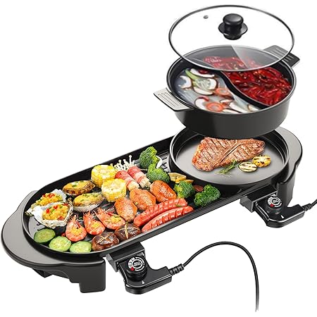 Amazon.com : LIVEN BBQ Electric Grill with Shabu Shabu Hot Pot, Perfect ...