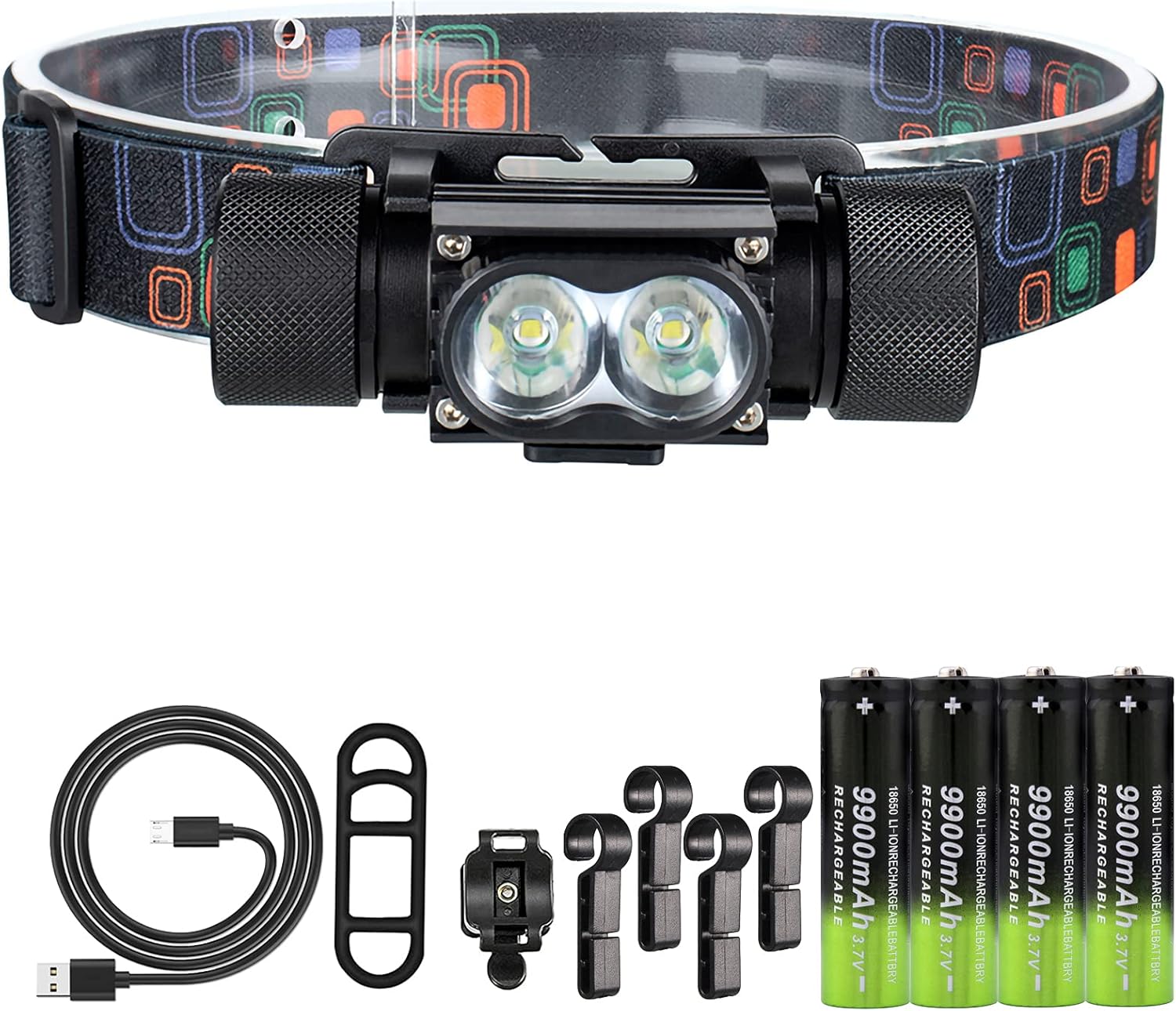 Swanlake Bright Head Torch, 1200 lumens Rechargeable Head Torch, Bright ...
