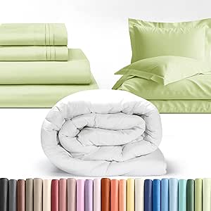 Amazon.com: CGK Unlimited Light Sage Green Sheet Set with Duvet ...
