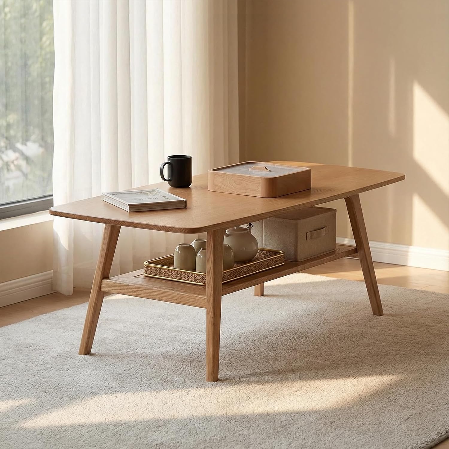 Amazon.com: Bamskov Mid Century Modern Coffee Table: 100% Solid Wood ...