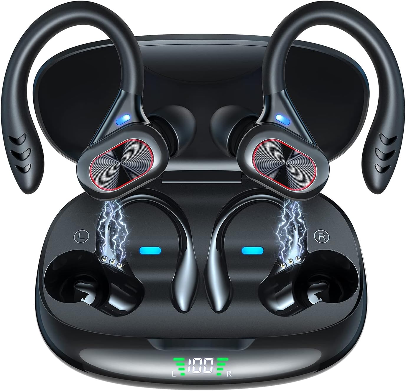 GuDoQi Auriculares Inalámbricos Deportivos, IP65 Auricular Bluetooth ...