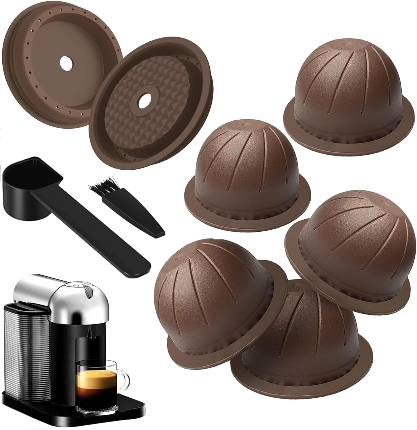 Lot de 5 dosettes réutilisables pour machine Nespresso, 150 ml ...