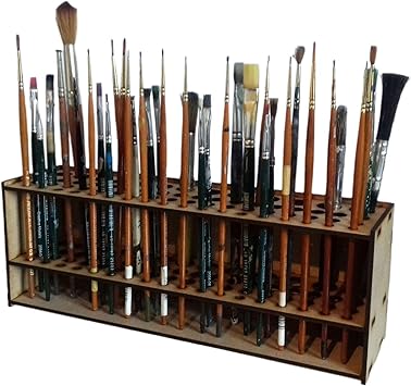 Amazon.com: Wooden Paint Brush Holder Stand Paintbrush Organizer Rack ...