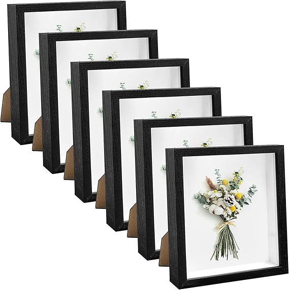 6 Pack Shadow Box Picture Frame, 8x10 Shadow Boxes Display Cases Wood ...