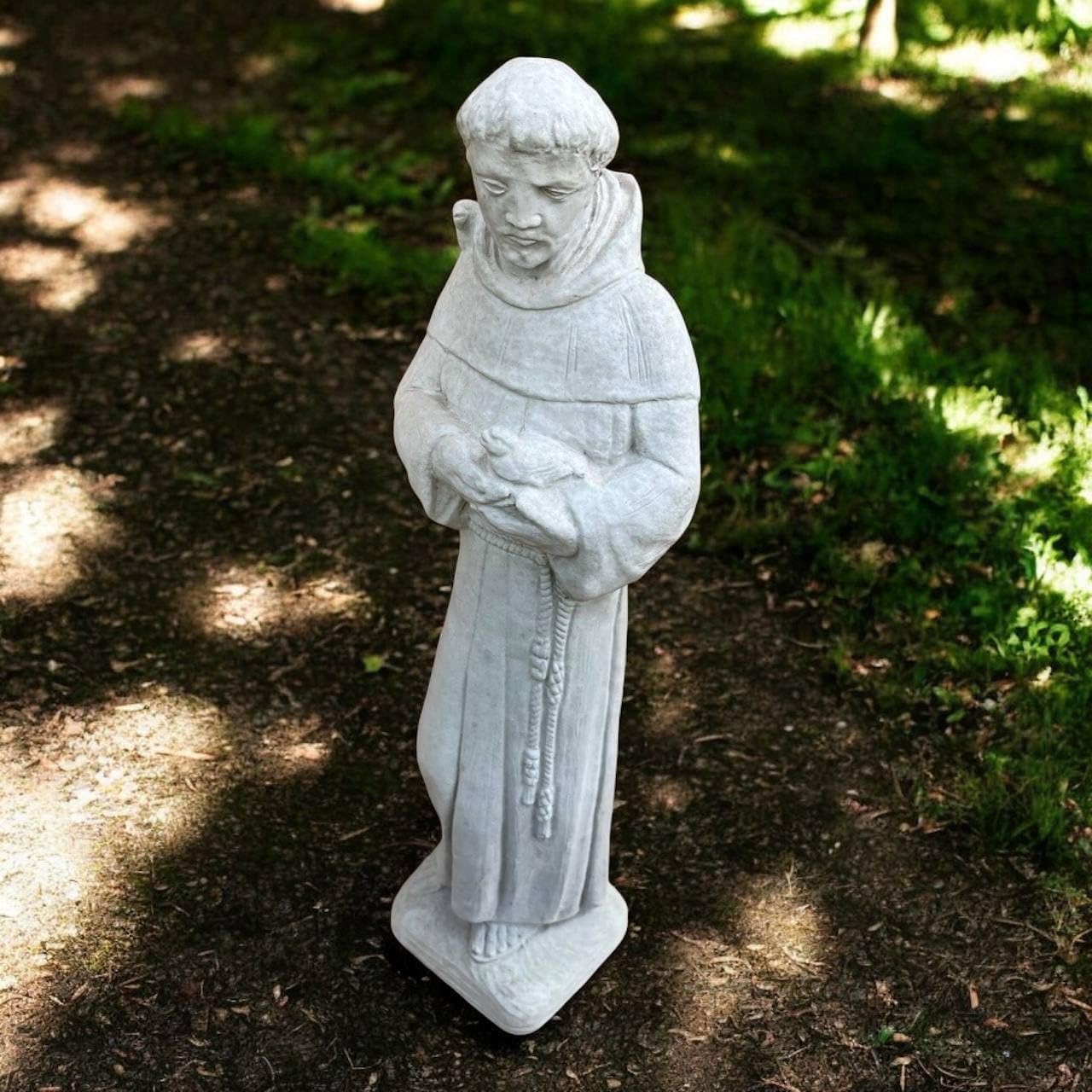 Amazon.com : Concrete Monk with Bird Figure Detailed Monk On Base ...