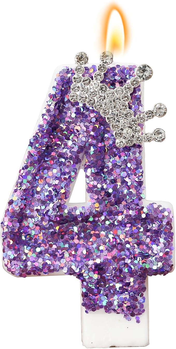 Amazon.com: Birthday Number Candles,Purple Crown Birthday Candles for ...