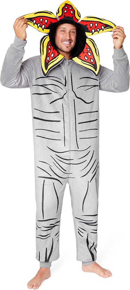 Stranger Things Fleece Onesie for Adults Teens Hooded Zip Up Lounge ...