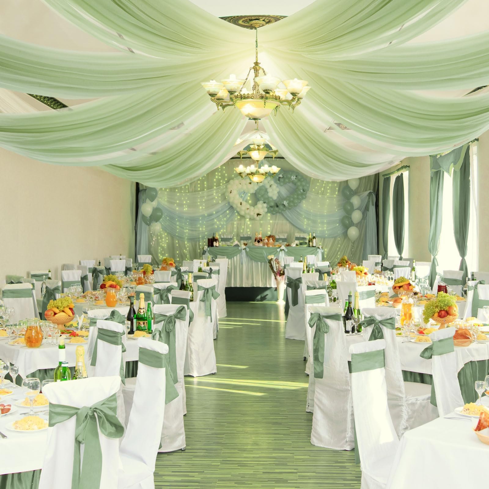 Amazon.com: BBTO 6 Panels Sage Ceiling Drapes for Weddings 5 ft X10 ft ...