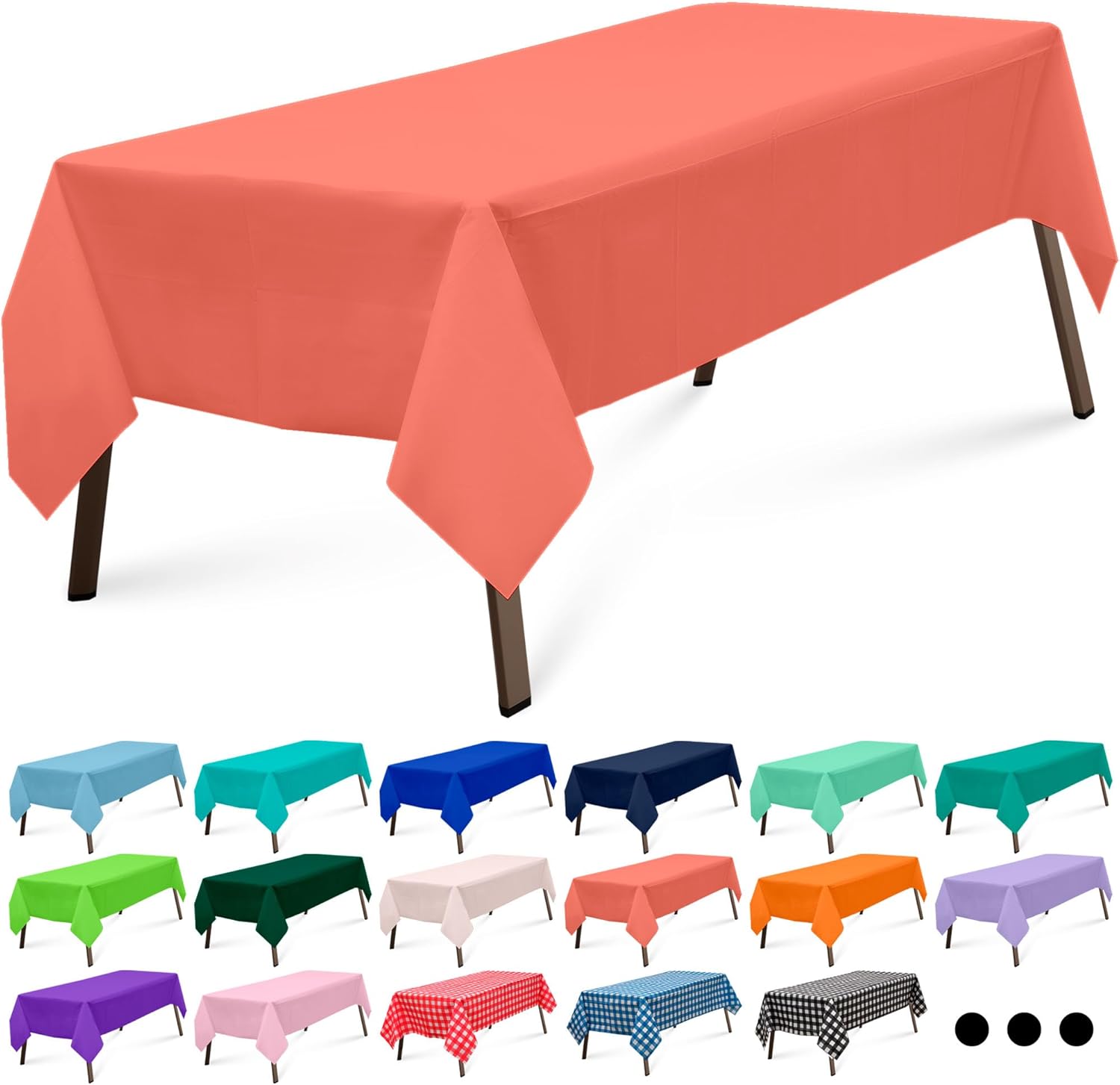 Amazon.com: Flexincred Coral 3 Pack Rectangle Plastic Tablecloth 54 x ...