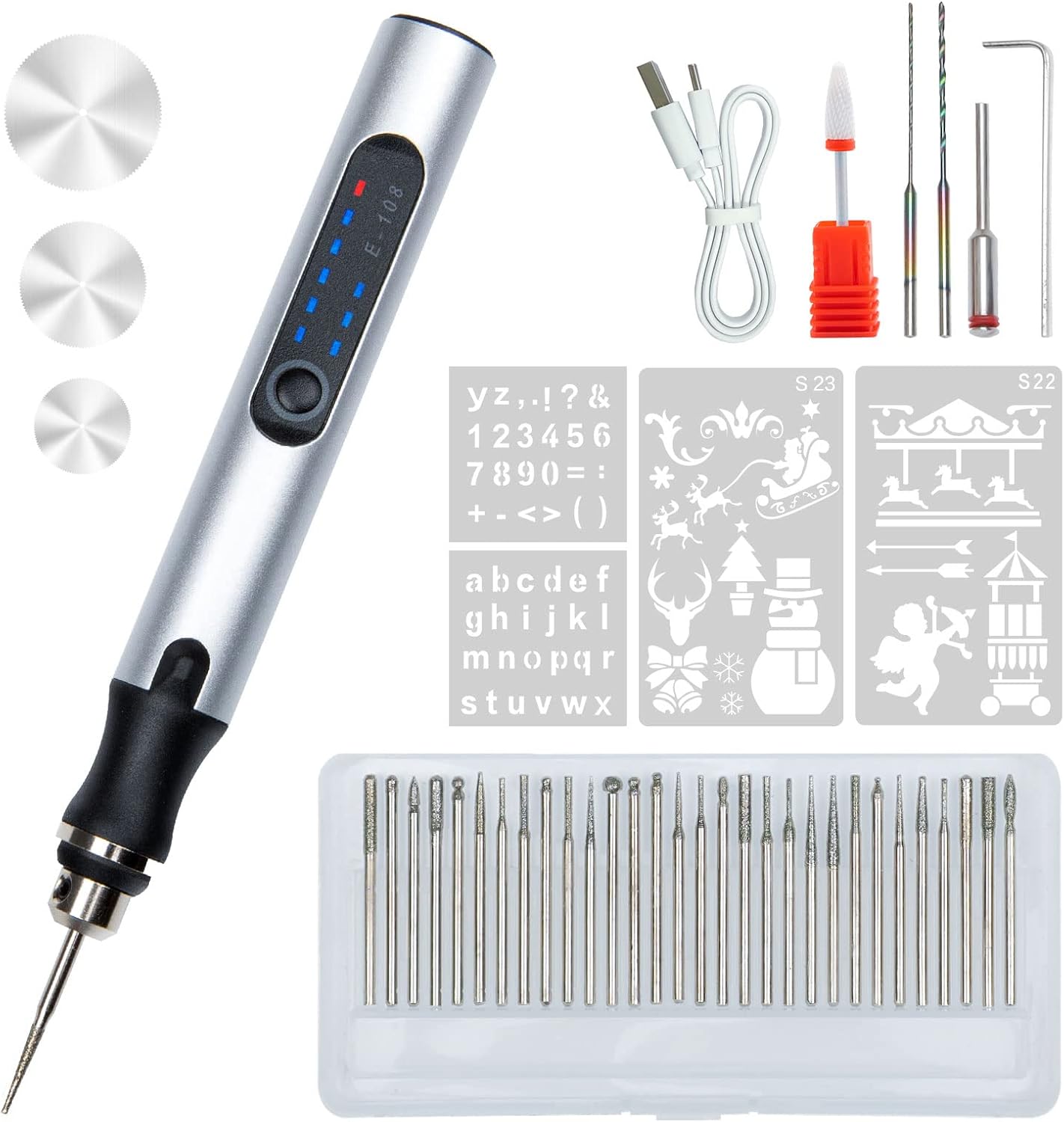 PTUI Electric Engraving Pen with 36 Bits, USB Rechargeable Cordless ...