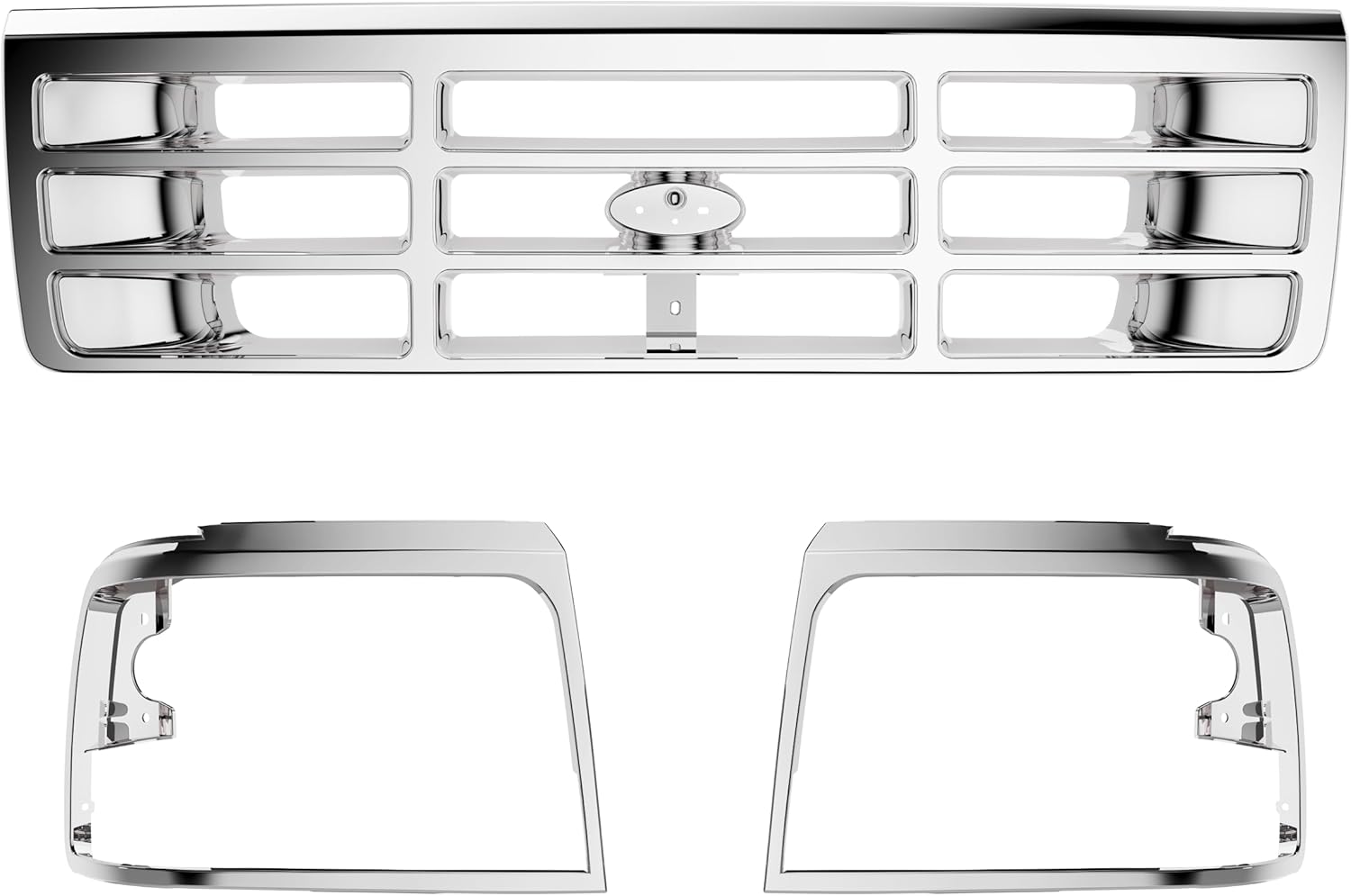 HECASA Front Grille & Headlight Bezel Compatible with 1992-1997 Ford ...