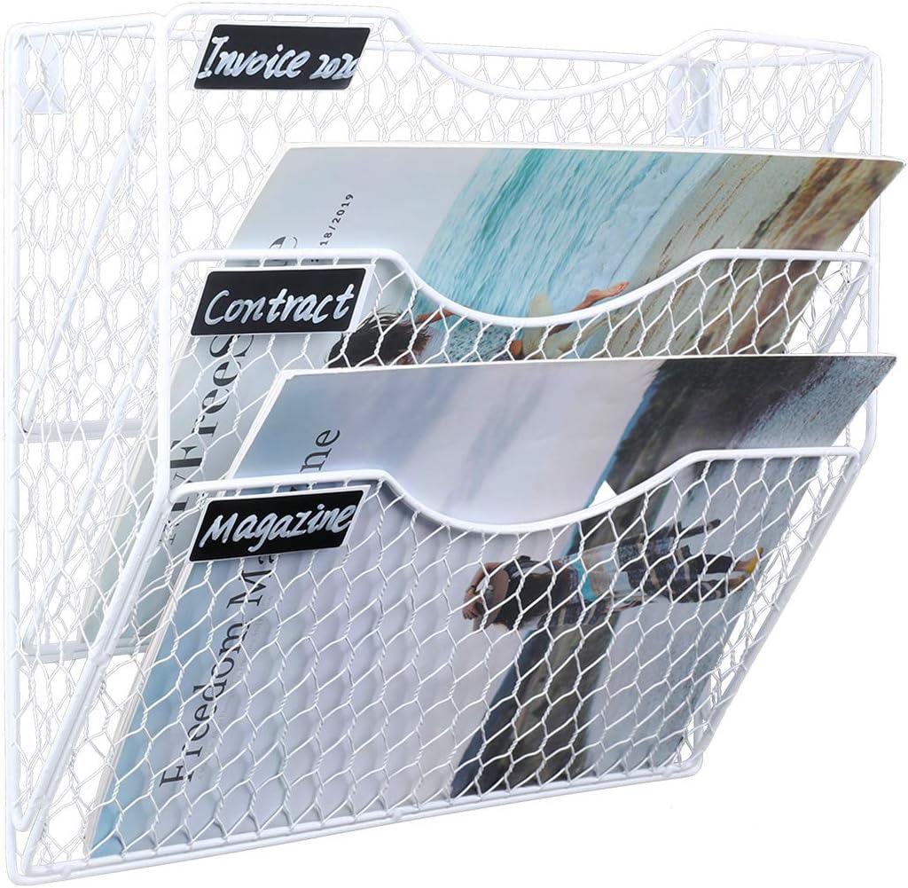 Amazon.com : Home Intuition Wall Mount 3-Tier Bamboo Letter Rack Mail ...