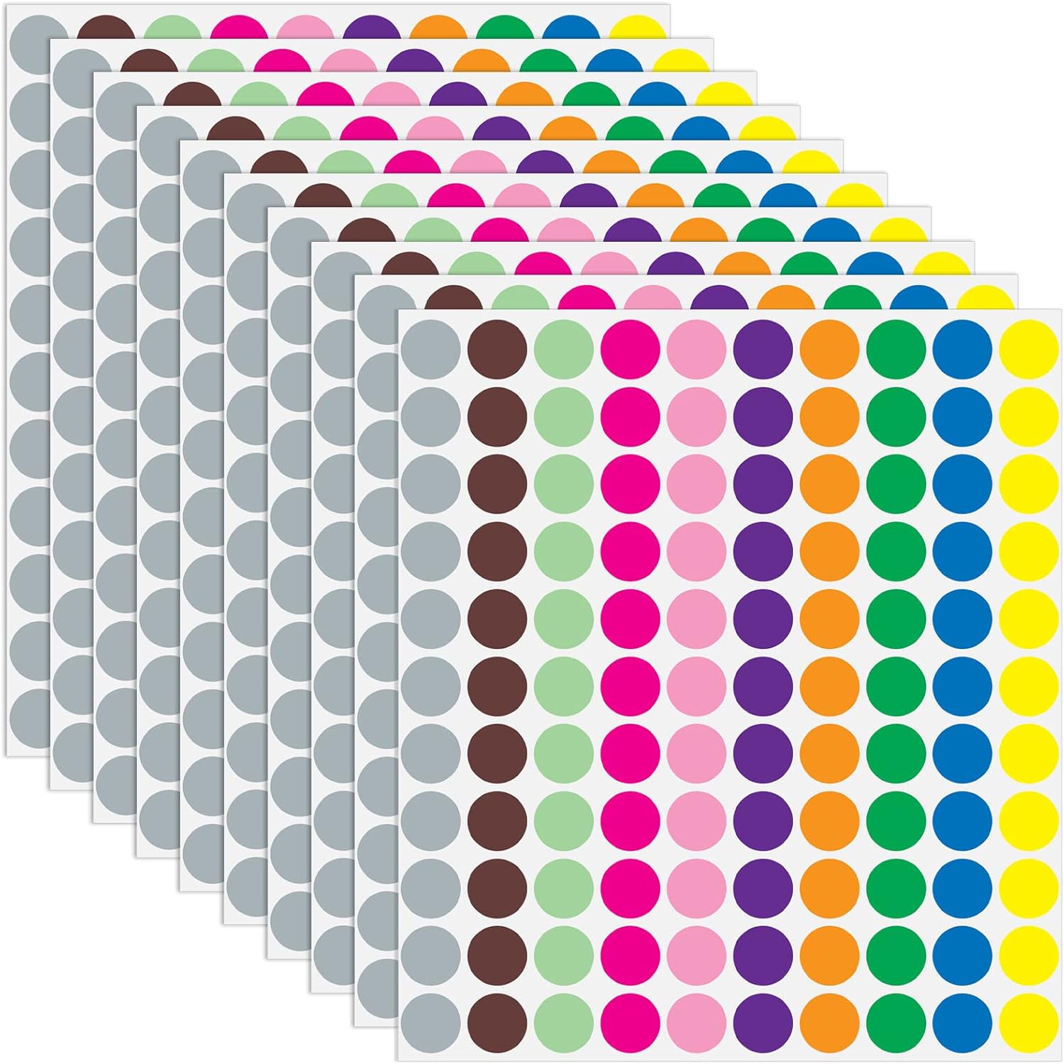 20 Sheets Colour Stickers, 12mm Sticky Labels Coloured Sticky Coloured ...