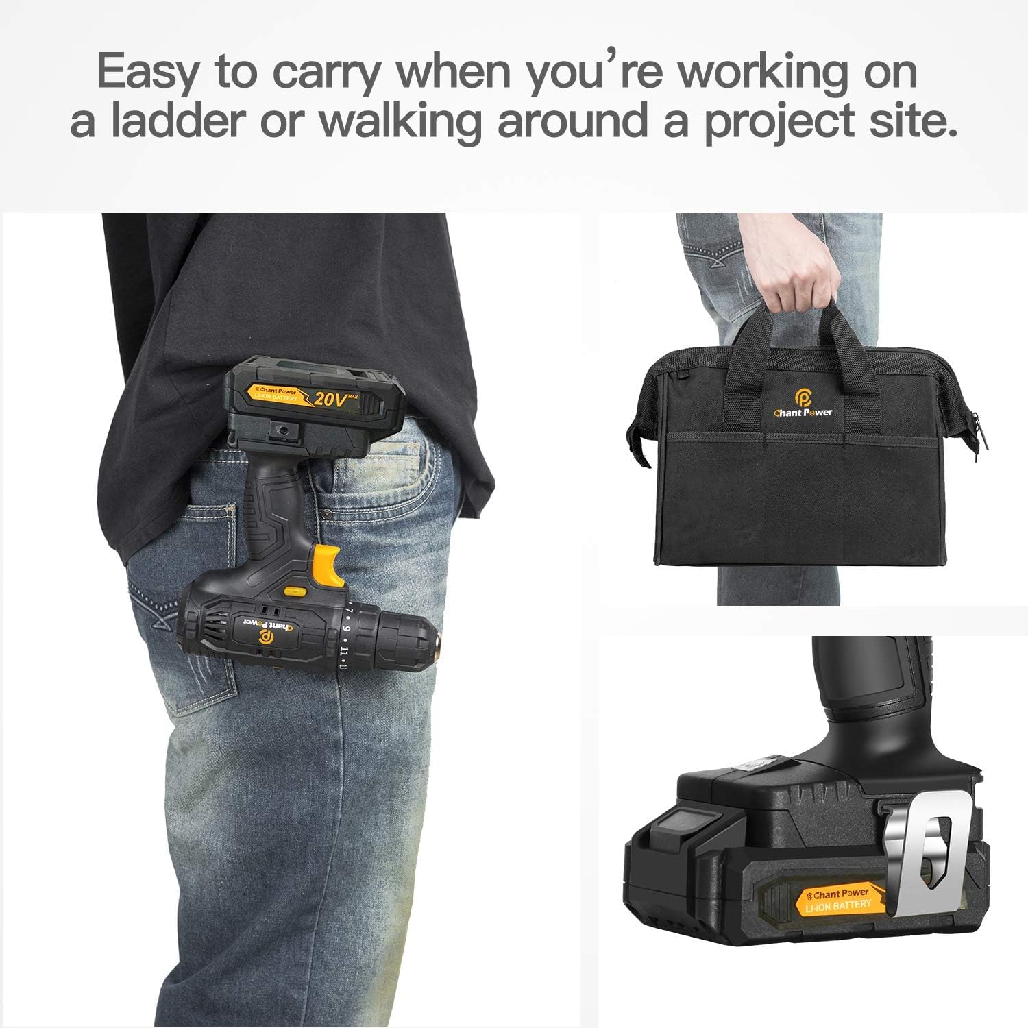 Snapklik.com : C P CHANTPOWER Cordless Drill Set, 20V Max Lithium-Ion ...