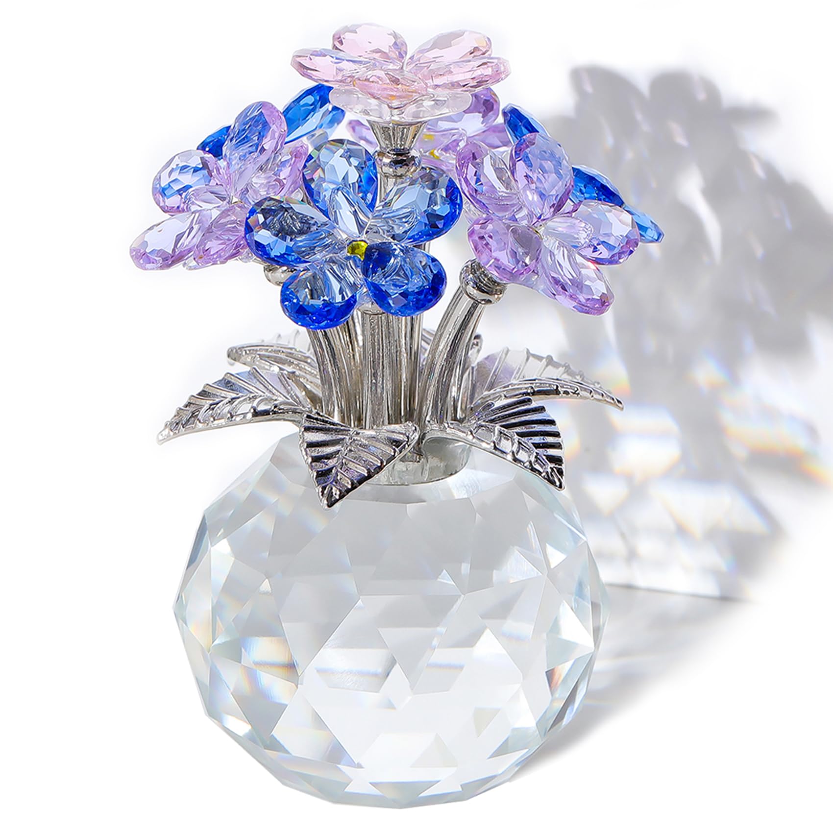 Amazon.com: Crystal Multicolor Forget-Me-Not Bouquet Figurines Gifts ...