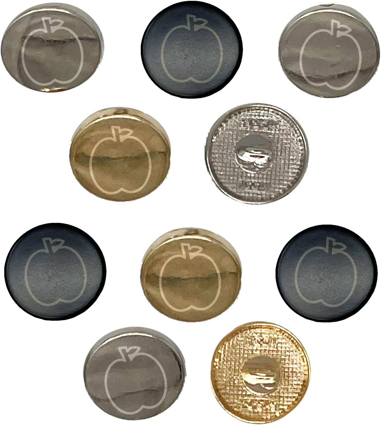 Amazon.com: Apple Fruit Outline 0.6" (15mm) Round Metal Shank Buttons ...