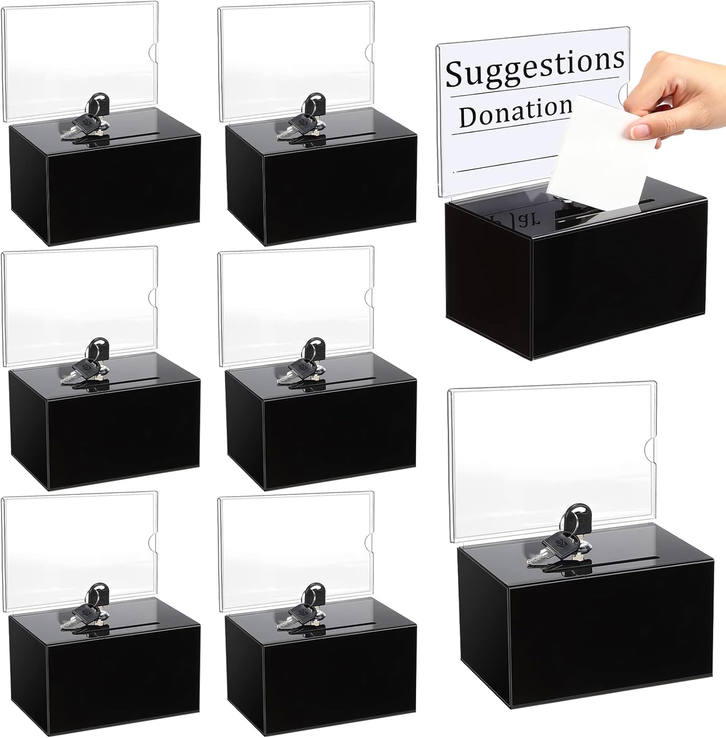 Amazon.com: 8 Packs Acrylic Donation Box with Lock and Sign Holder ...