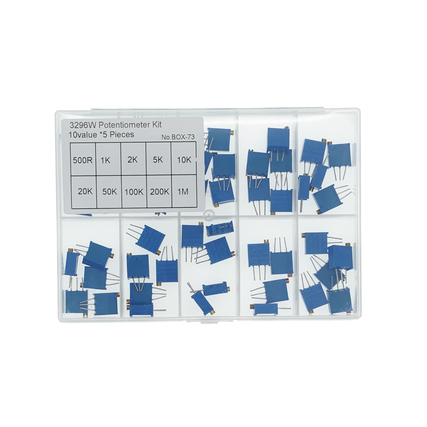 10 Values * 5 Pieces,Total 50 Pieces Variable Resistor 3296W Multiturn ...