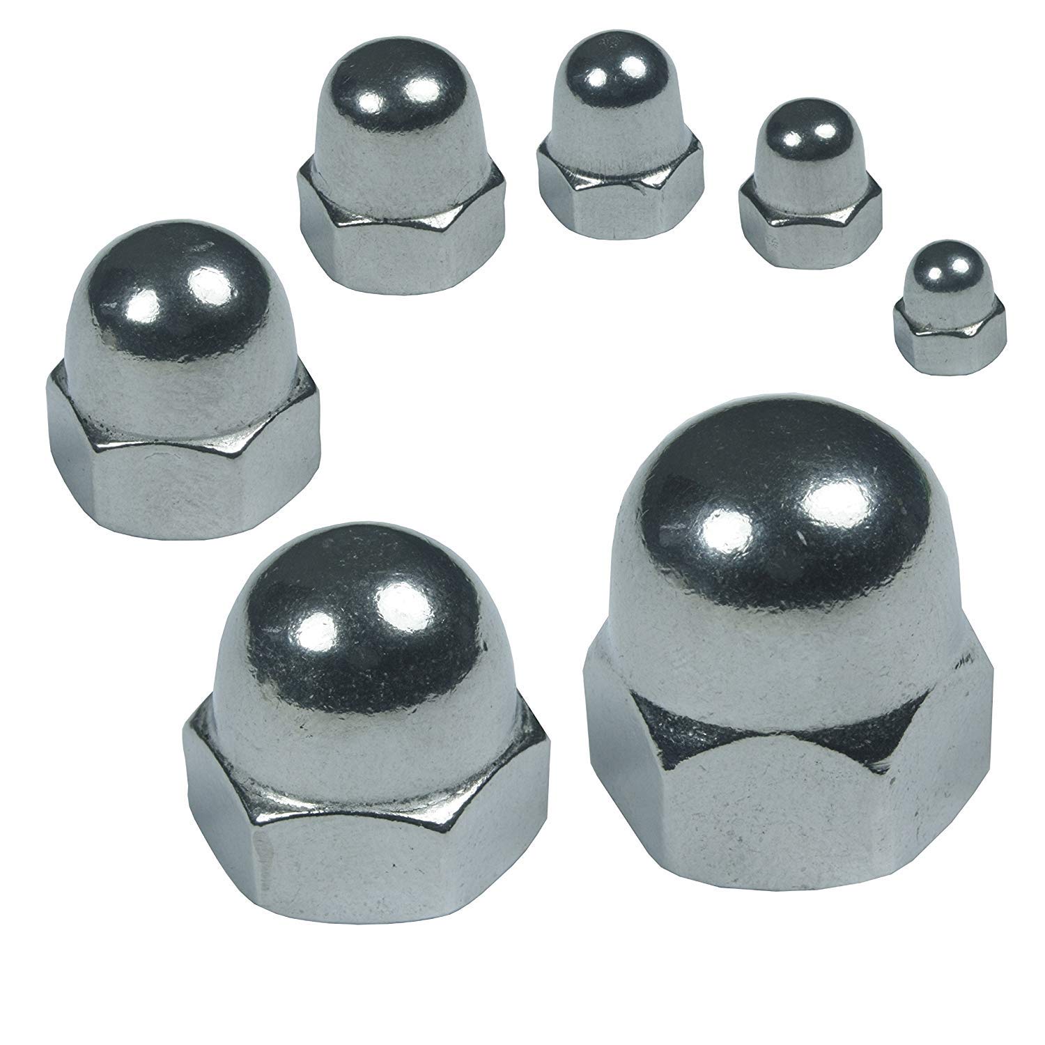 100 Stück M5 Hutmuttern Edelstahl Sechskant DIN 1587 hohe Form A4 V4A ...