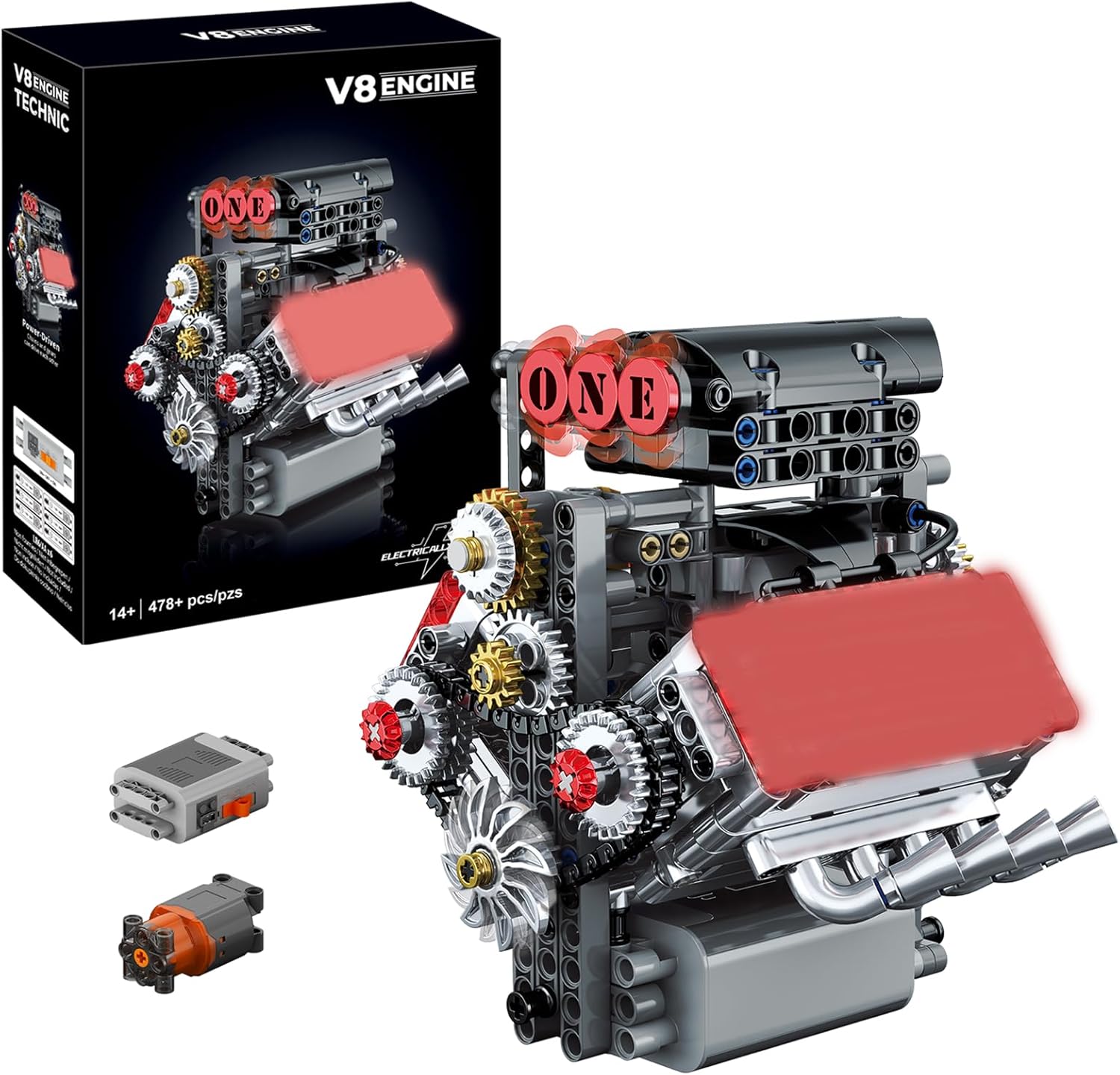 muuchuu Technik V8 Motor Construction Kit Adults with Motor Set, Small ...