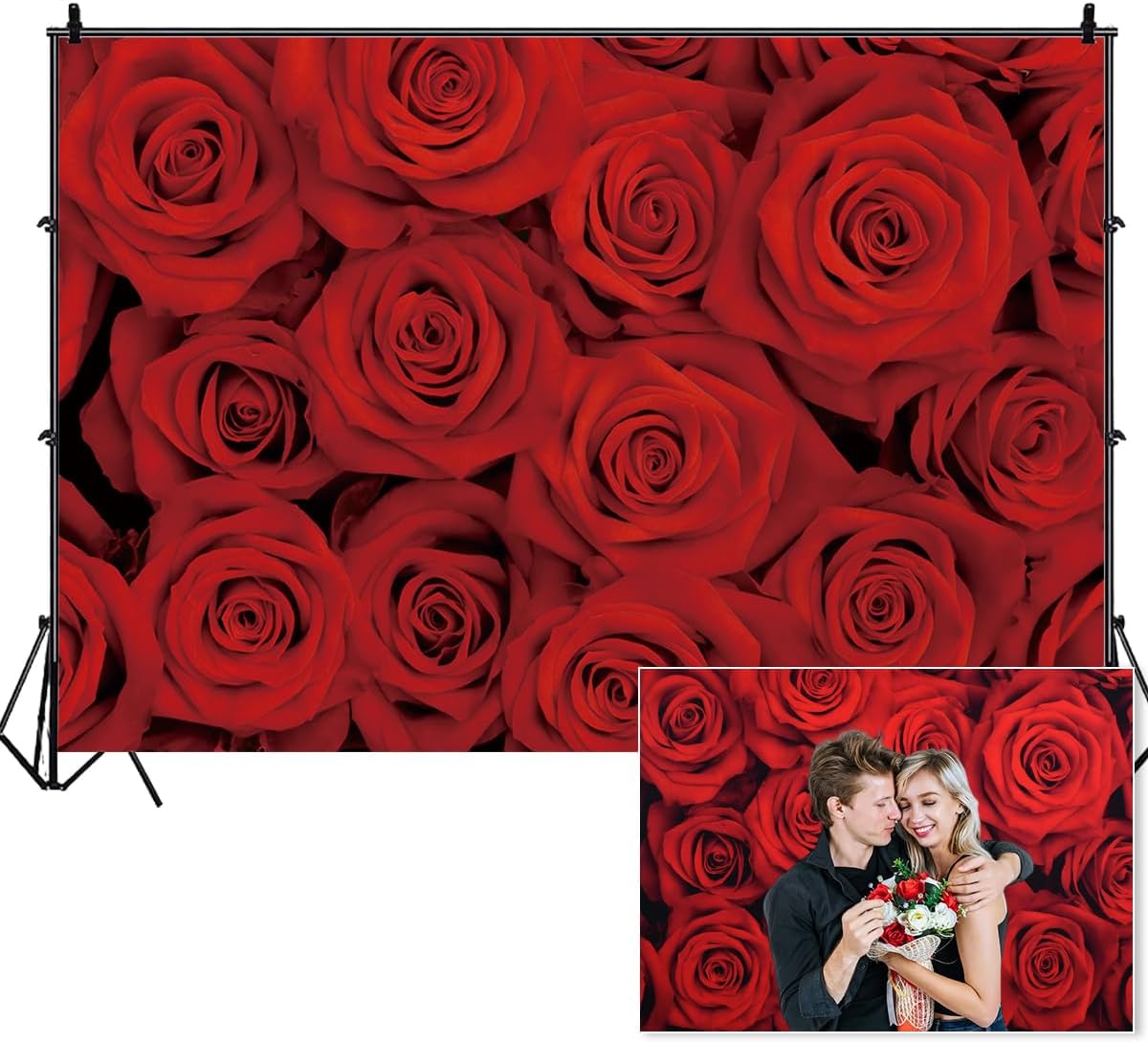 Amazon.com : AOFOTO 8x6ft Red Rose Floral Backdrop Happy Valentine's ...