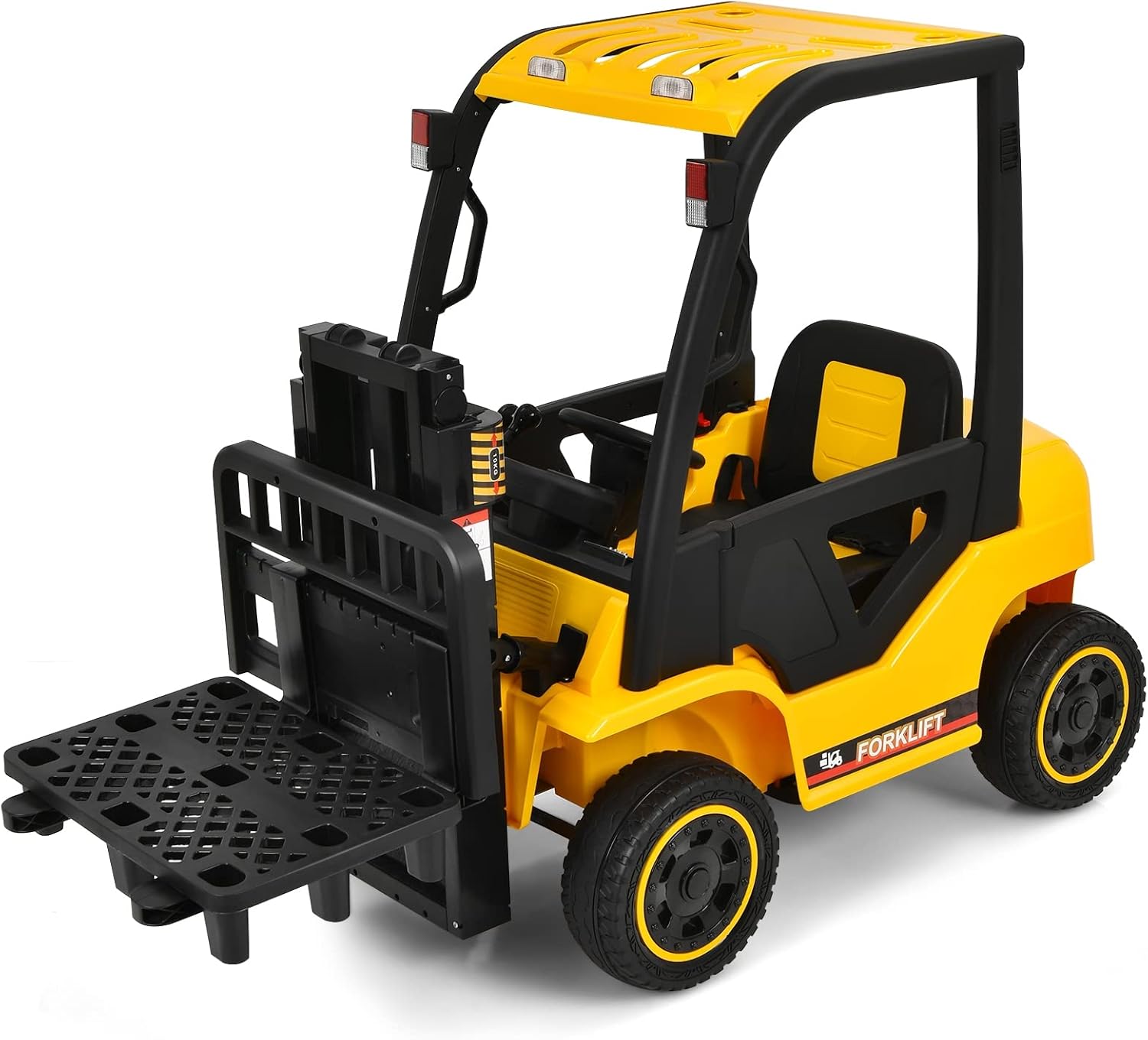 GYMAX Kids Ride On Forklift, 12V Battery Powered Car with Remote ...