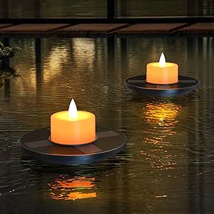 Amazon.com : Solar Floating Pool Candle Lights, 3-Pack Solar-Powered ...