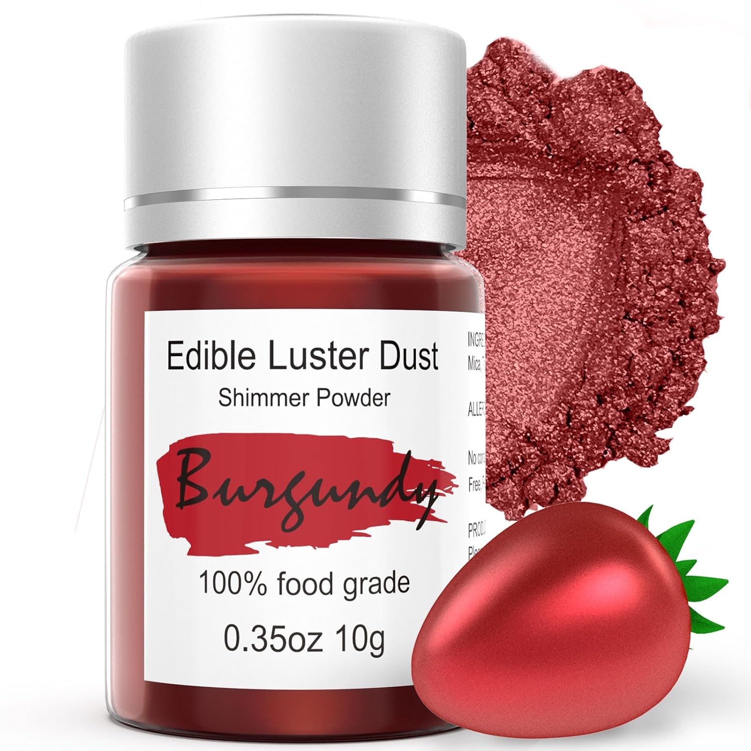 Amazon.com : Burgundy Luster Dust Edible for Cakes Cocktails – 10g ...