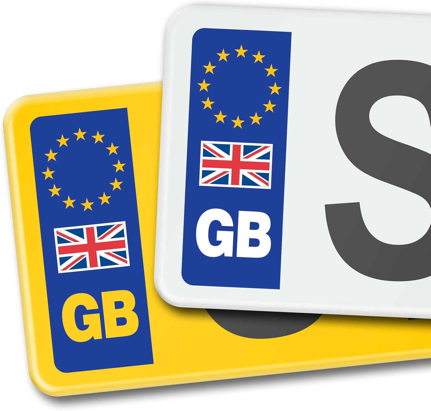 SIGNS247 PAIR GB CAR NUMBER PLATE STICKERS WITH UK FLAG - EU European ...