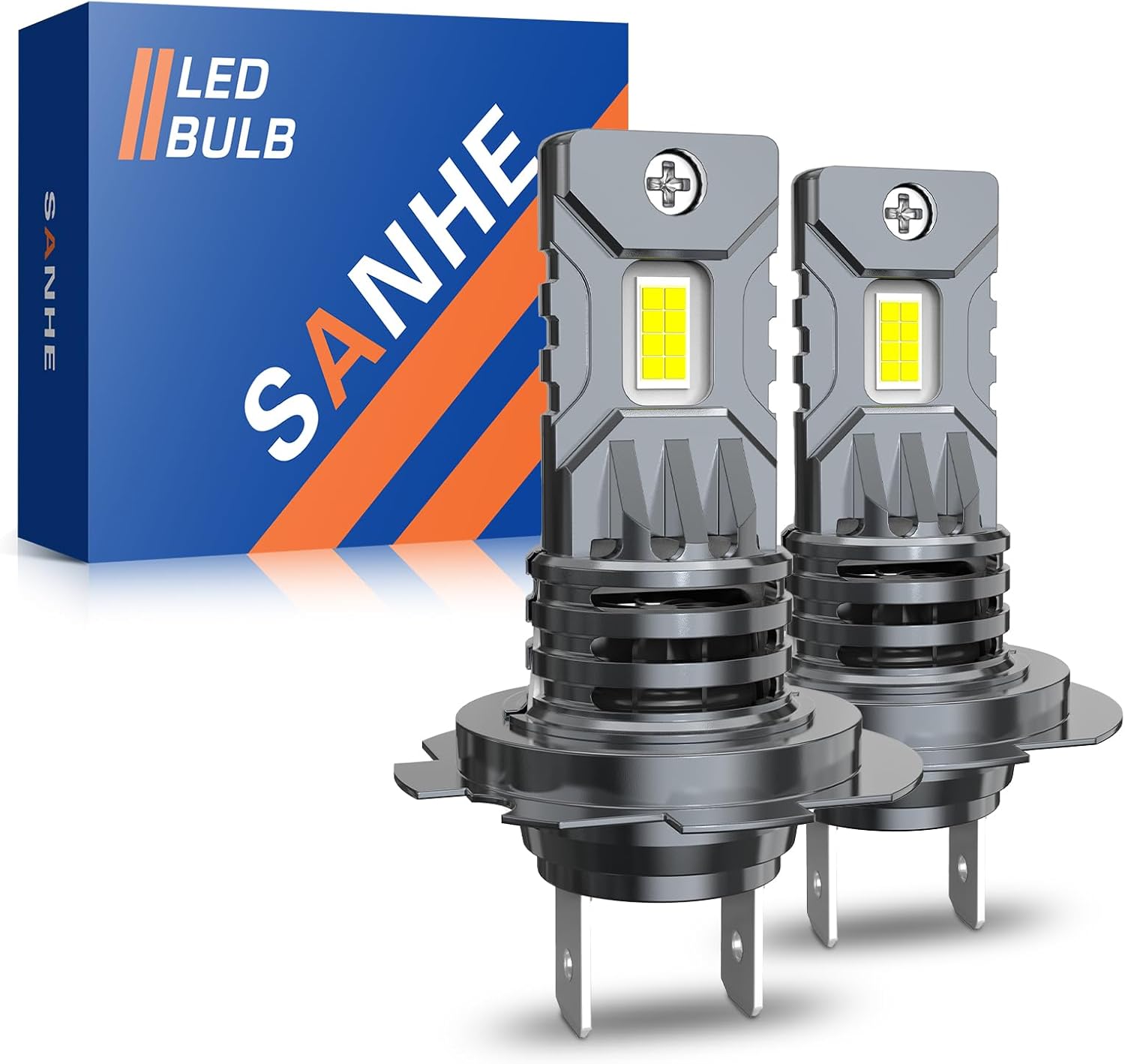 Amazon.com: SANHE Upgraded H7 LED bulb, 5X Brightness & Cooling Wireless H7 High/Low beam/fog ...