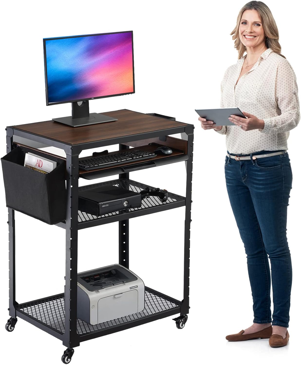 Amazon.com: ETHU AV Cart, Computer Desk Rolling Cart, Line Leader AV ...