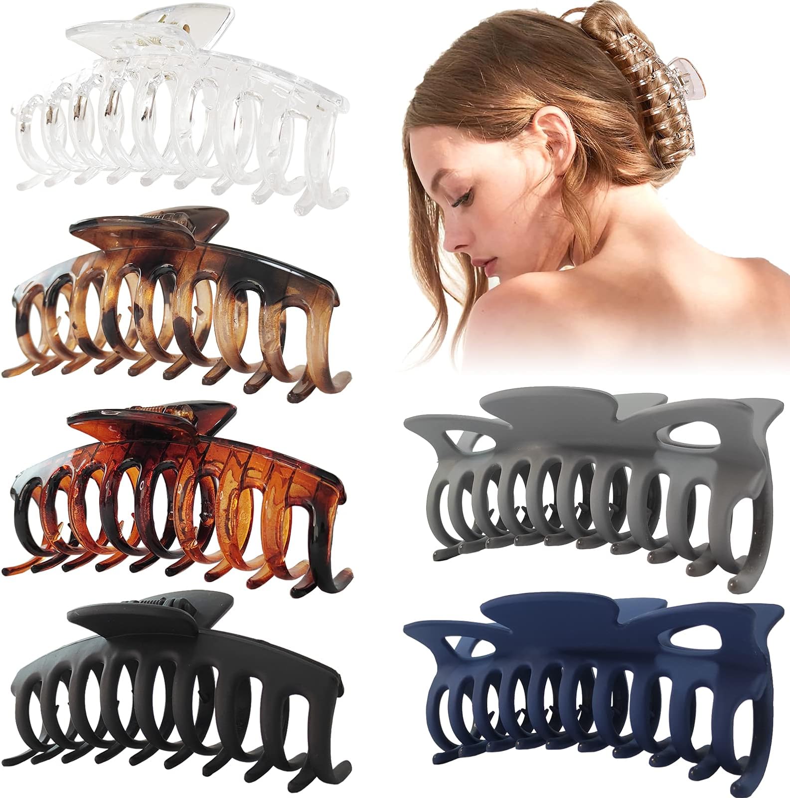 Amazon.com: OWIIZI Big Hair Claw Clips for Women - Long Thick Hair 4.3 ...
