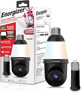 Amazon.com : Energizer Smart 2K Light Bulb Security Camera, 1000 Lumens ...