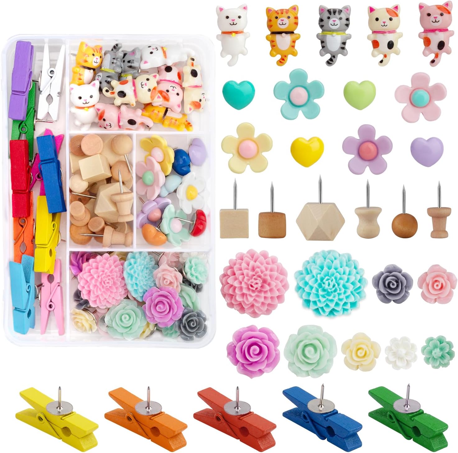 Amazon.com: 72PCS Push Pins Cute Cat Thumb Tacks Decorative Push Pins ...