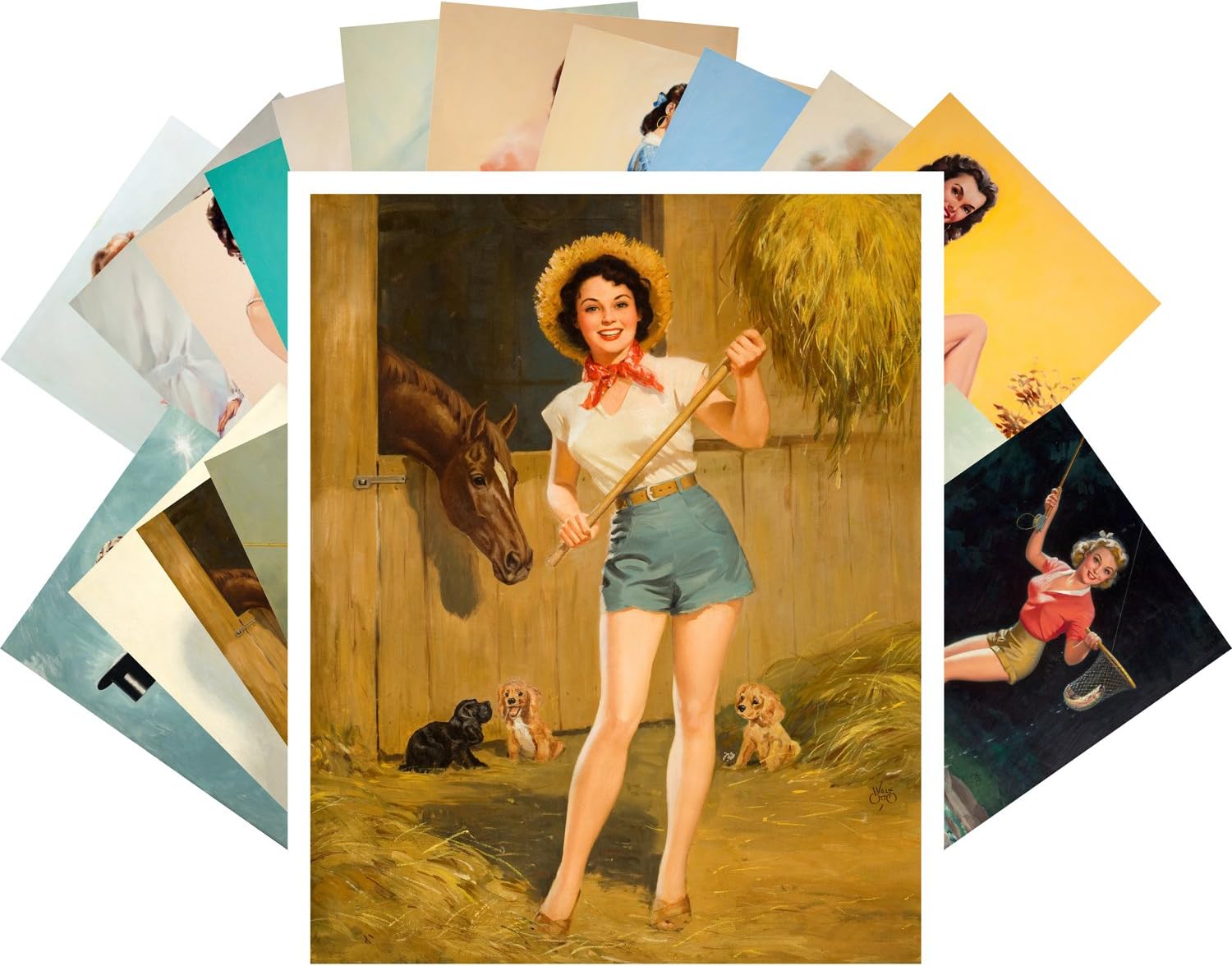 Amazon.com : Dslalaly Retro Pin-Up Wall Art Postcards - 50 Collectible ...