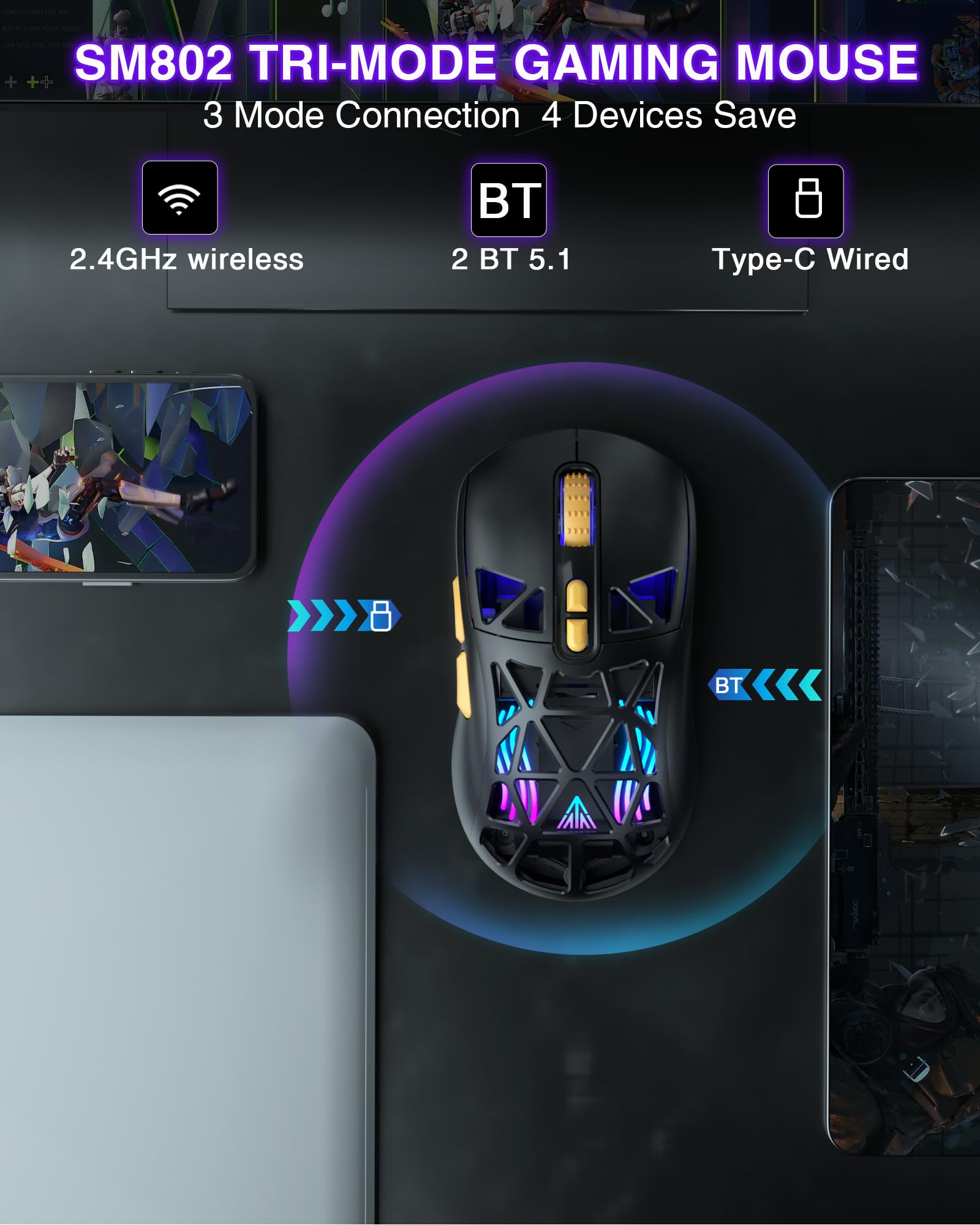 Snapklik.com : SOLAKAKA SM802 Wireless Gaming Mouse