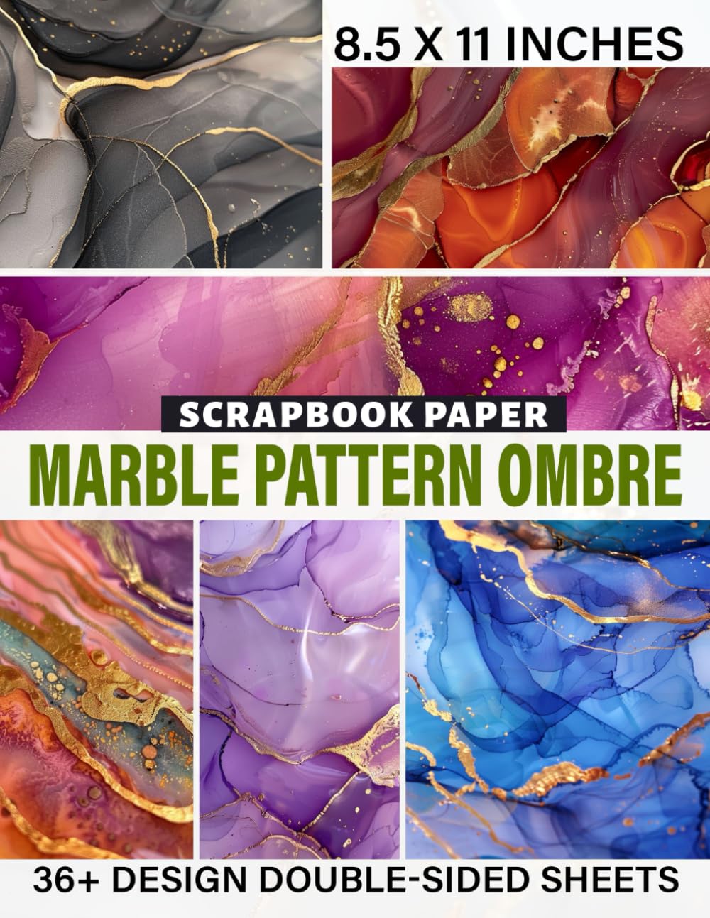 Marble Pattern Ombre Scrapbook Paper: Stunning Ombre Marble Pattern ...