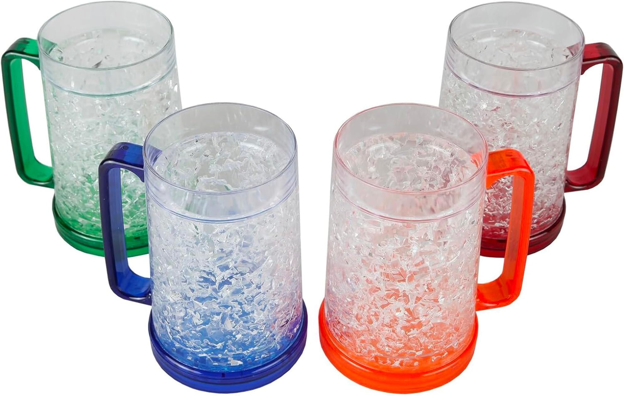 Amazon.com | LOLYSIC 4 Pack Freezer Beer Mugs 15oz, Double Wall Beer ...
