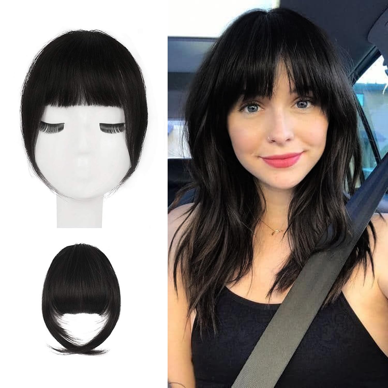 Amazon.com : BARSDAR Human Hair Clip in Bangs - 100% Real Human Hair ...