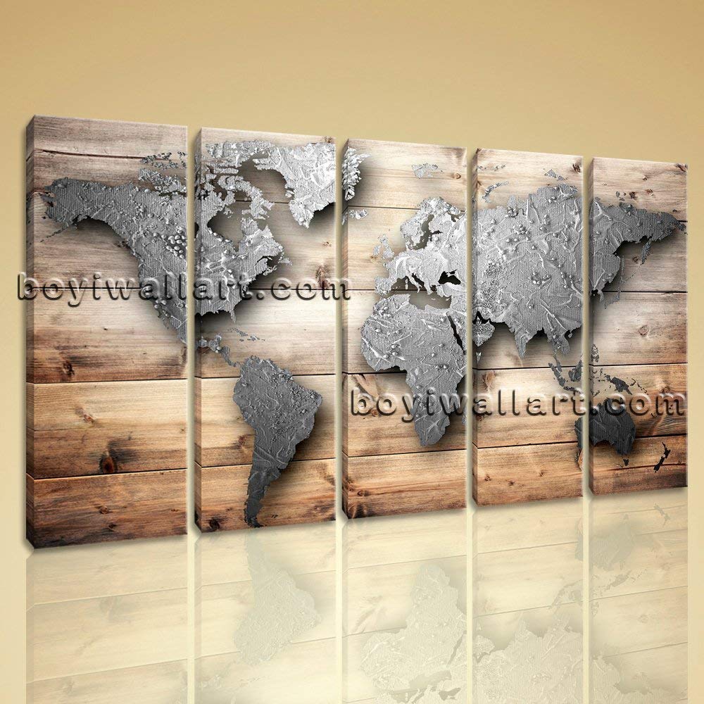 Amazon.com: Large Contemporary World Map Wall Decor Art Painting Dining ...
