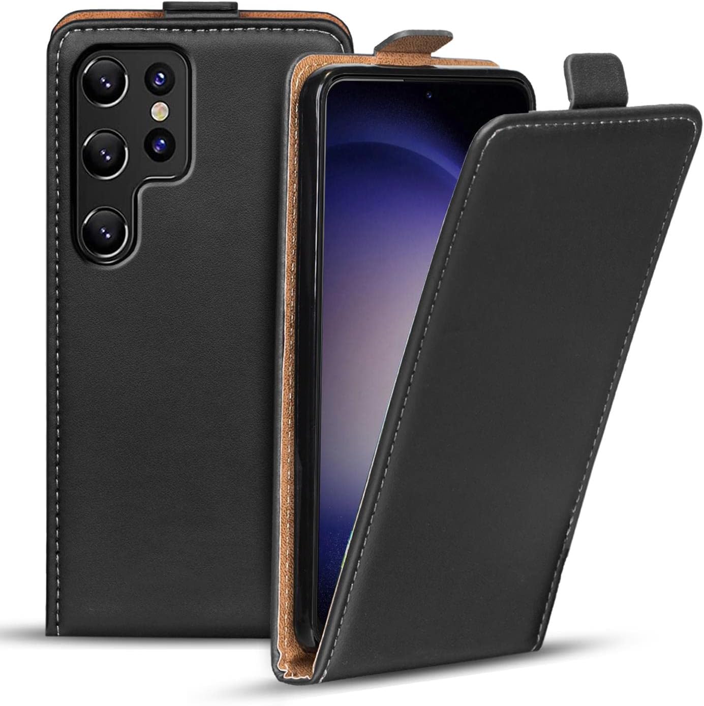 Verco Étui à rabat vertical pour Samsung Galaxy S23 Ultra 5G Noir ...