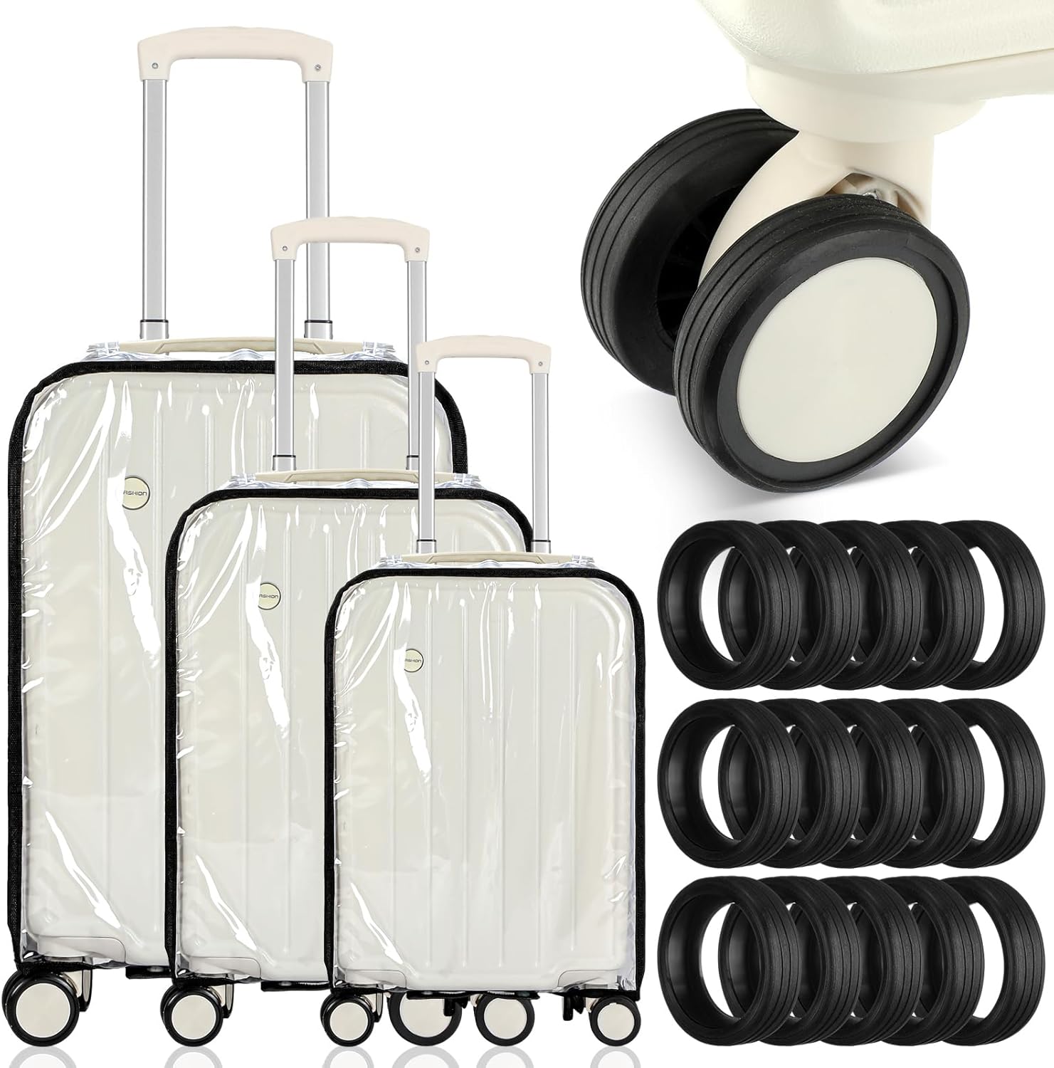 Amazon.com | Shinylin Waterproof PVC Suitcase Cover, 3Pcs + 24Pcs ...