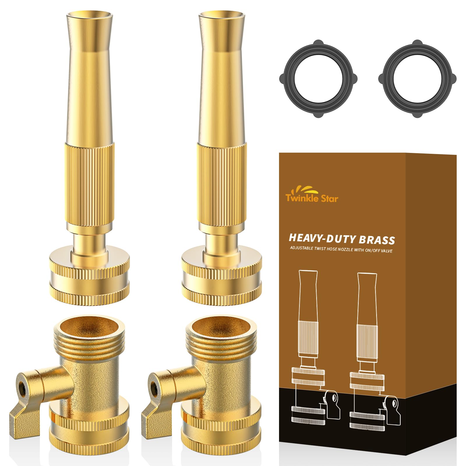 Amazon.com : Twinkle Star Heavy-Duty Brass Adjustable Twist Hose Nozzle ...