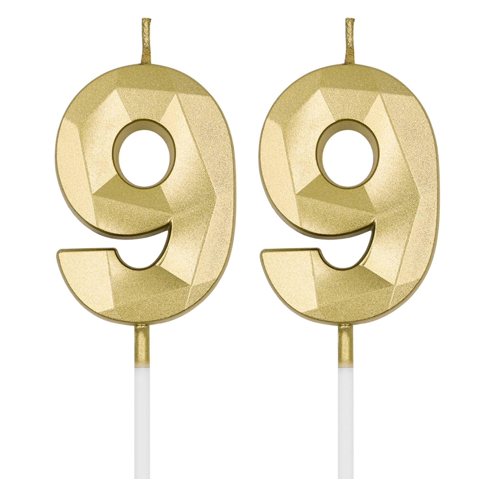 Amazon.com: 99th Birthday Candles for Cake, Gold Number 99 3D Diamond ...