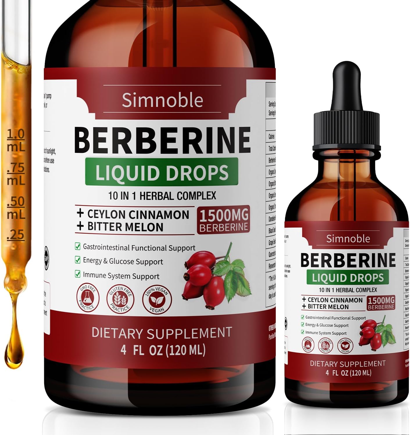 Amazon.com: Berberine HCL Liquid Drops - 1500 mg Berberine Supplement ...